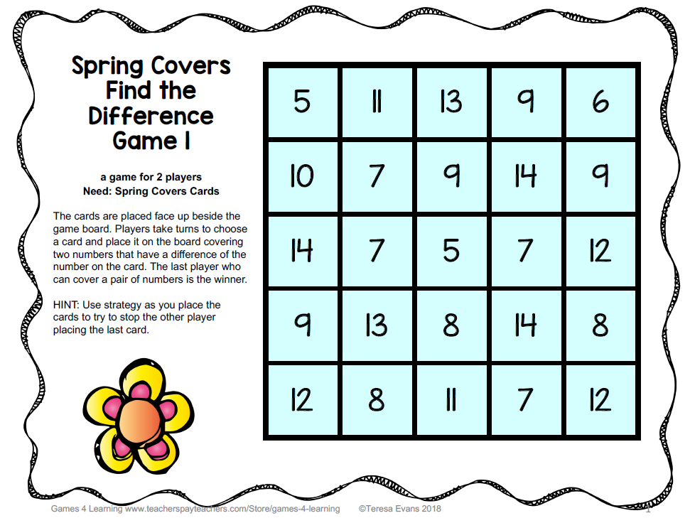Spring Covers Find the Difference Game 1 - SchoolhouseTeachers.com