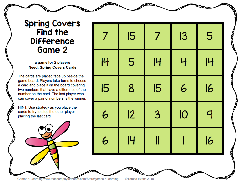 Spring Covers Find the Difference Game 2 - SchoolhouseTeachers.com