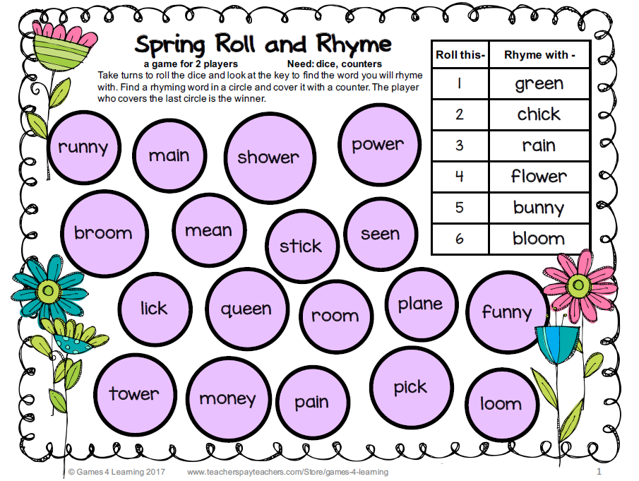 Spring Roll and Rhyme - SchoolhouseTeachers.com