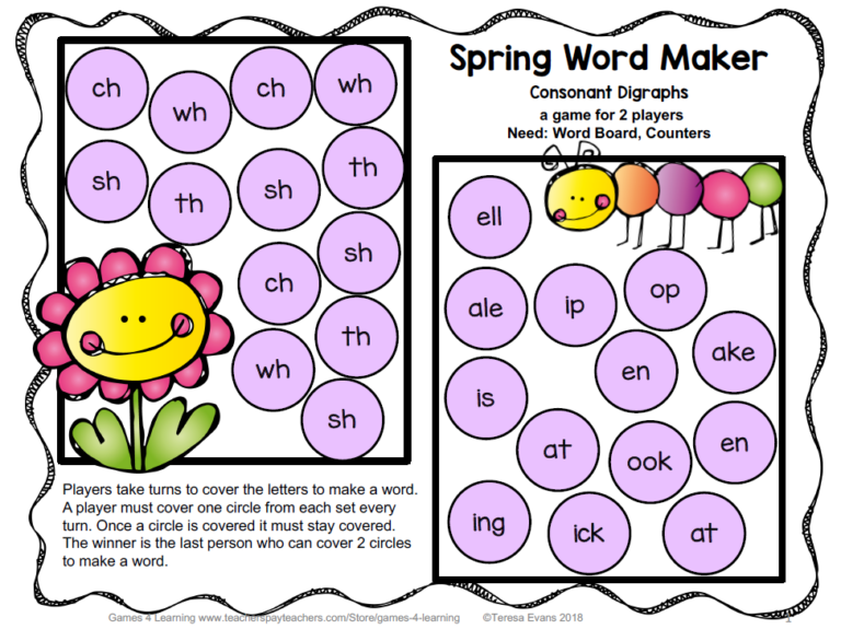 Spring Word Maker Consonant Digraphs - SchoolhouseTeachers.com