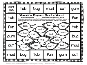 Where’s a Rhyme – Short u Words - SchoolhouseTeachers.com