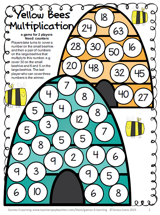 Yellow Bees Multiplication - SchoolhouseTeachers.com